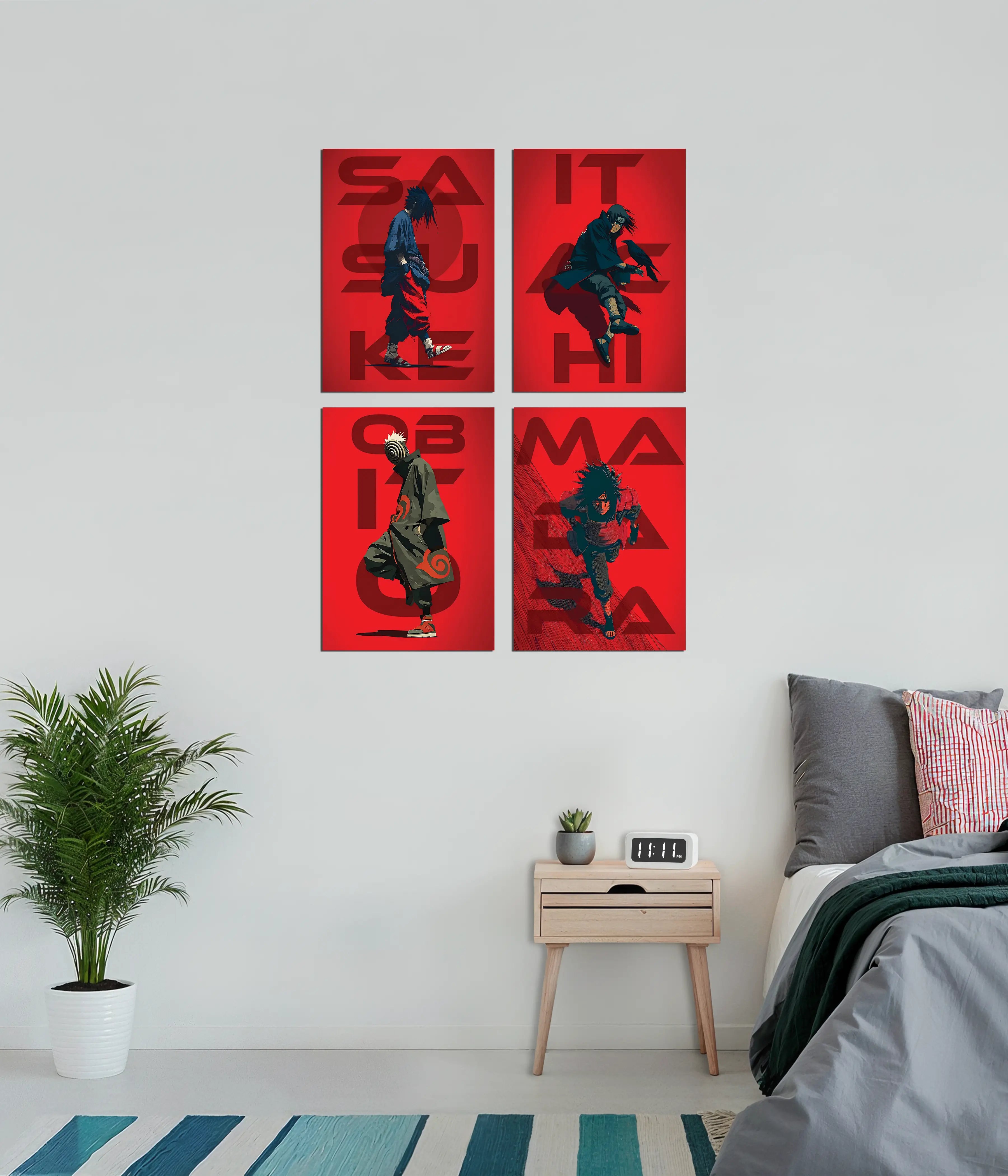 Akatsuki Legends 4-Piece Wall Poster Set | Uchiha Warriors | Everanta