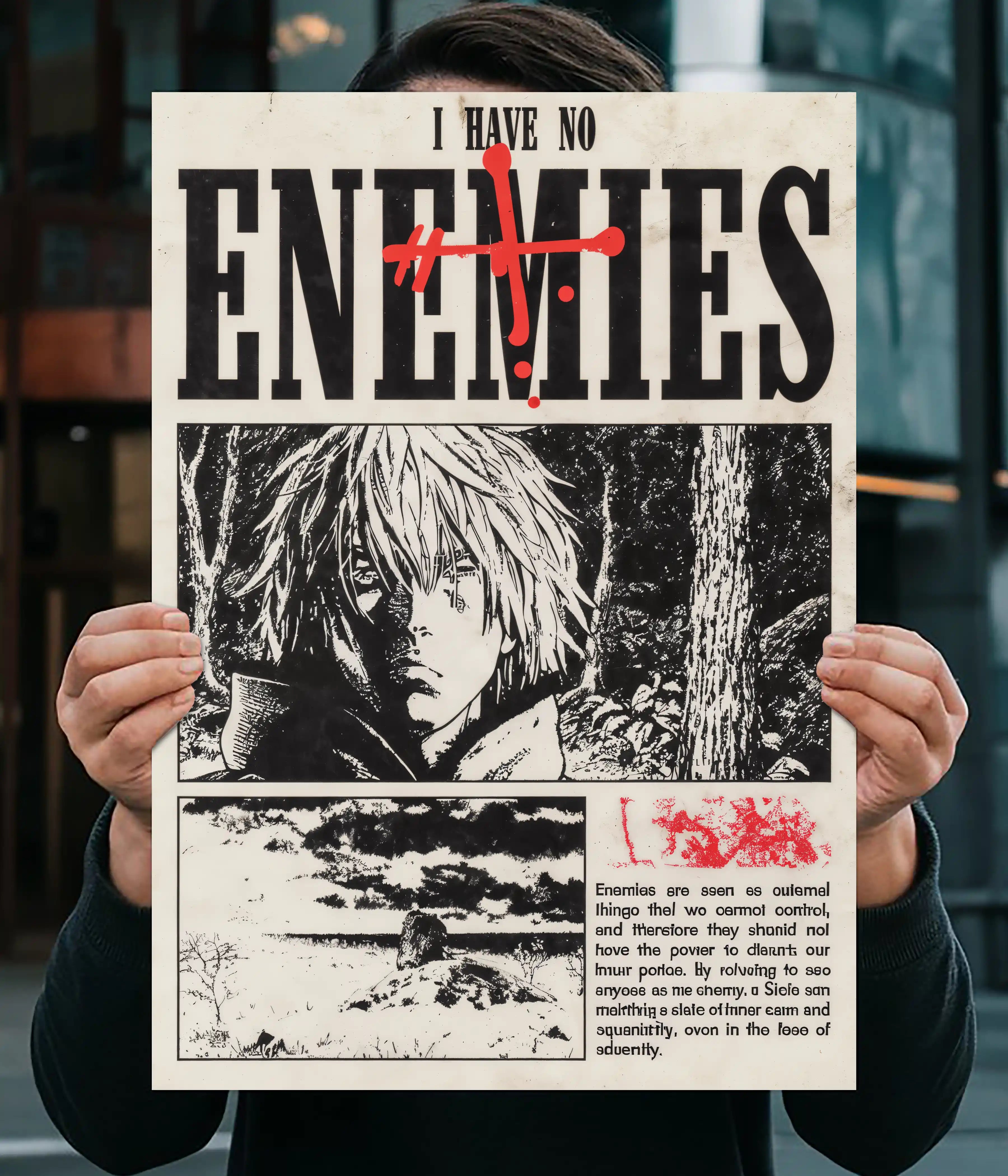 I Have No Enemies Vintage Anime Poster | Everanta