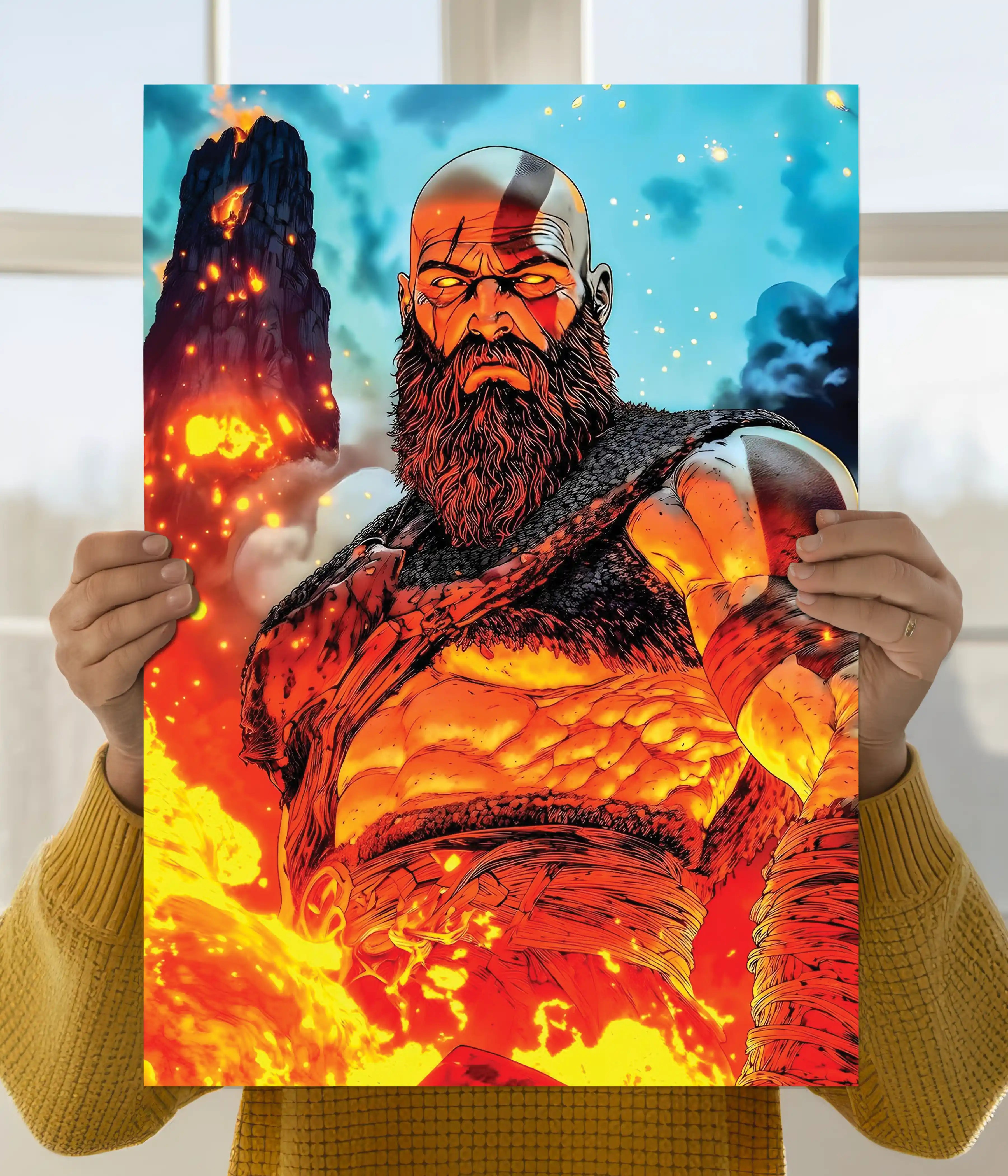 Kratos Fire God Poster – God of War Game | Everanta