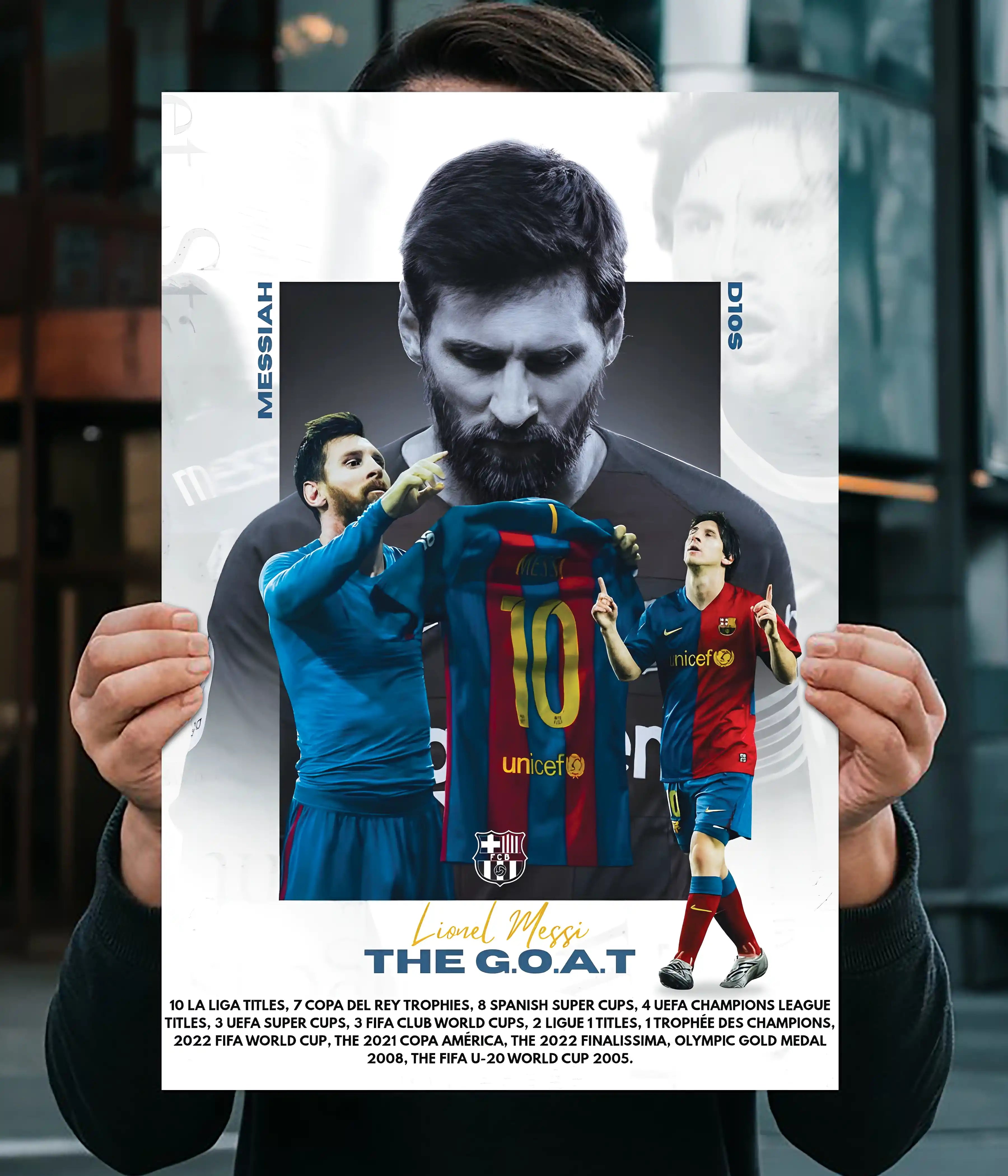 Lionel Messi G.O.A.T Legacy Football Poster | Everanta