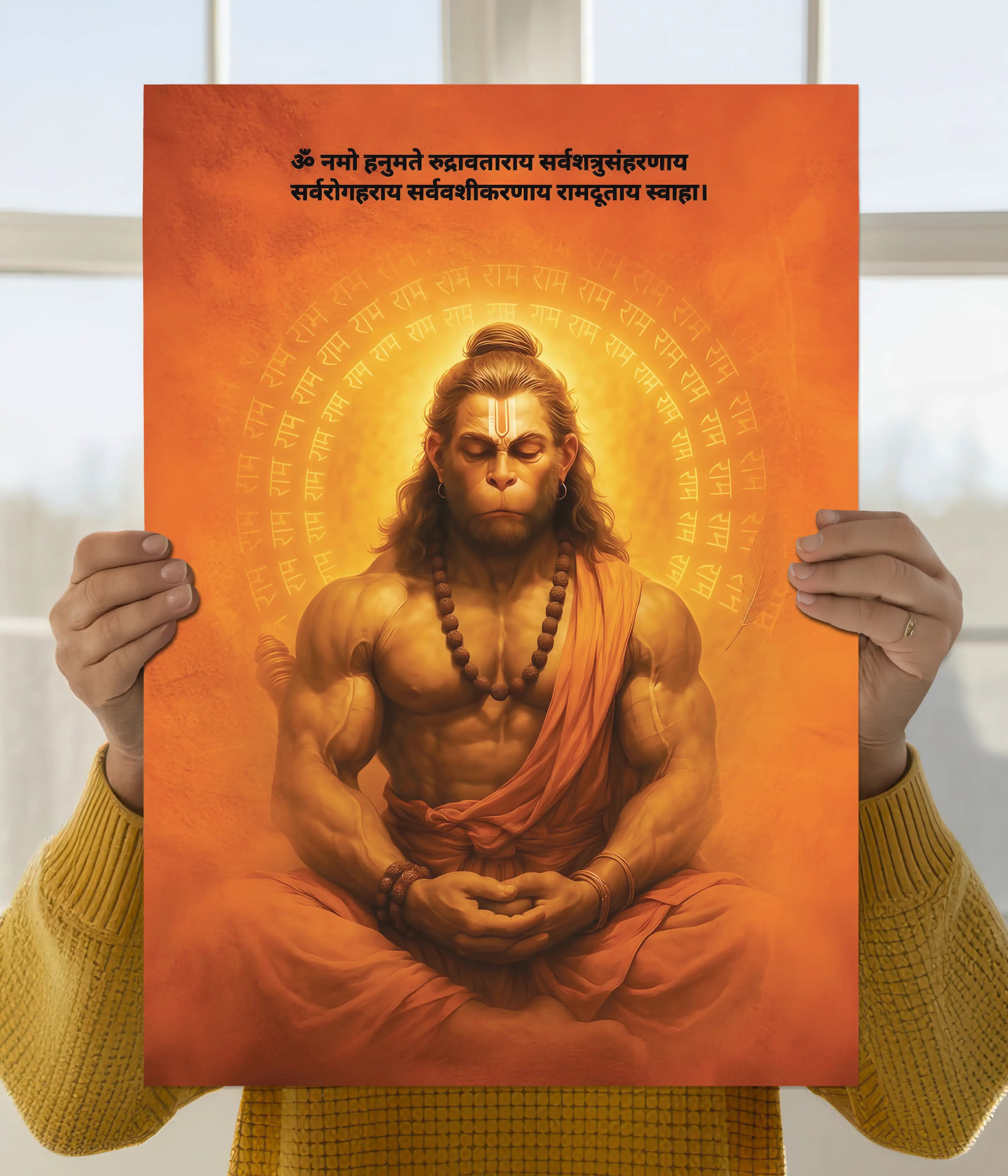 Lord Hanuman Meditation Poster – Devotional Wall Art | Everanta