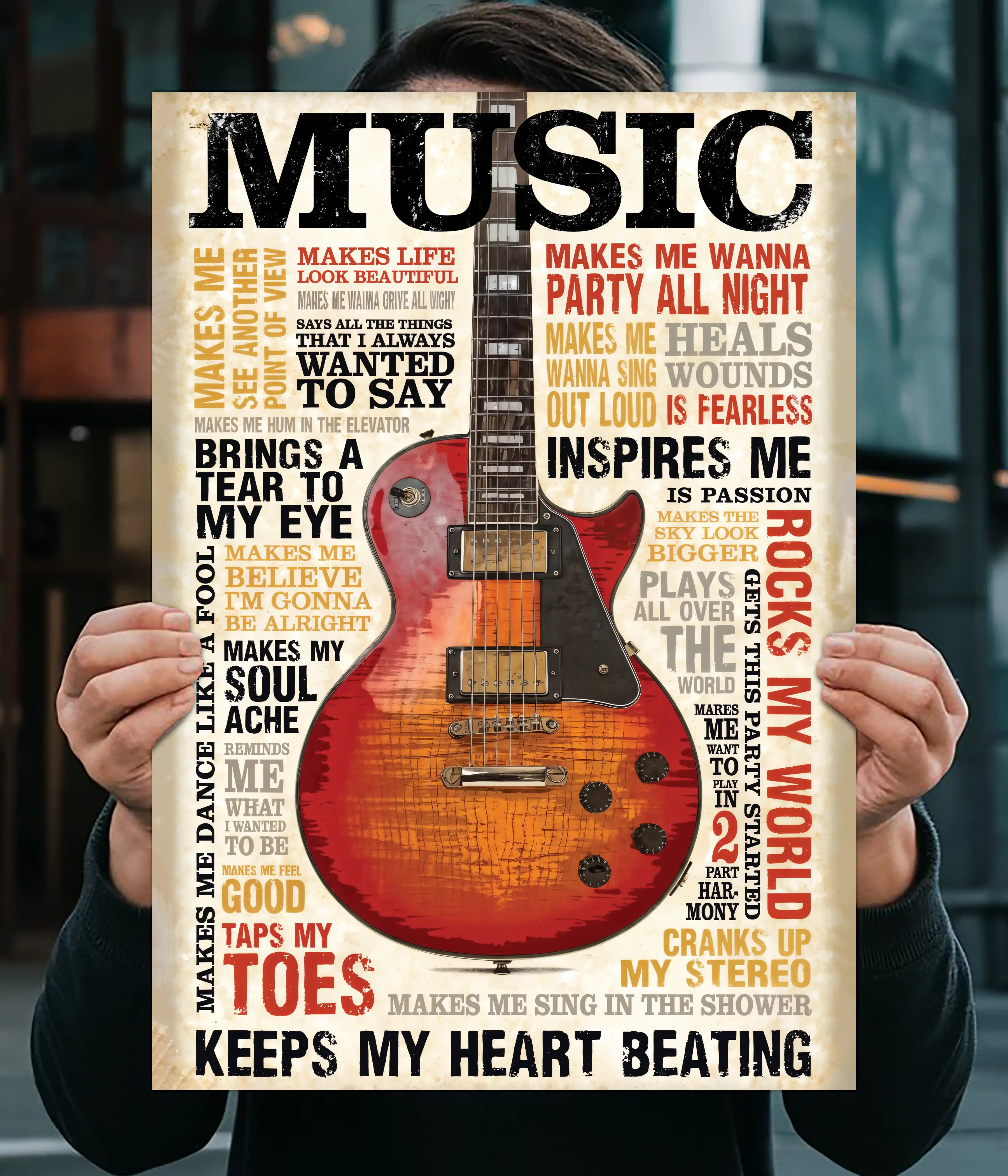 Music Keeps My Heart Beating Wall Poster | Everanta