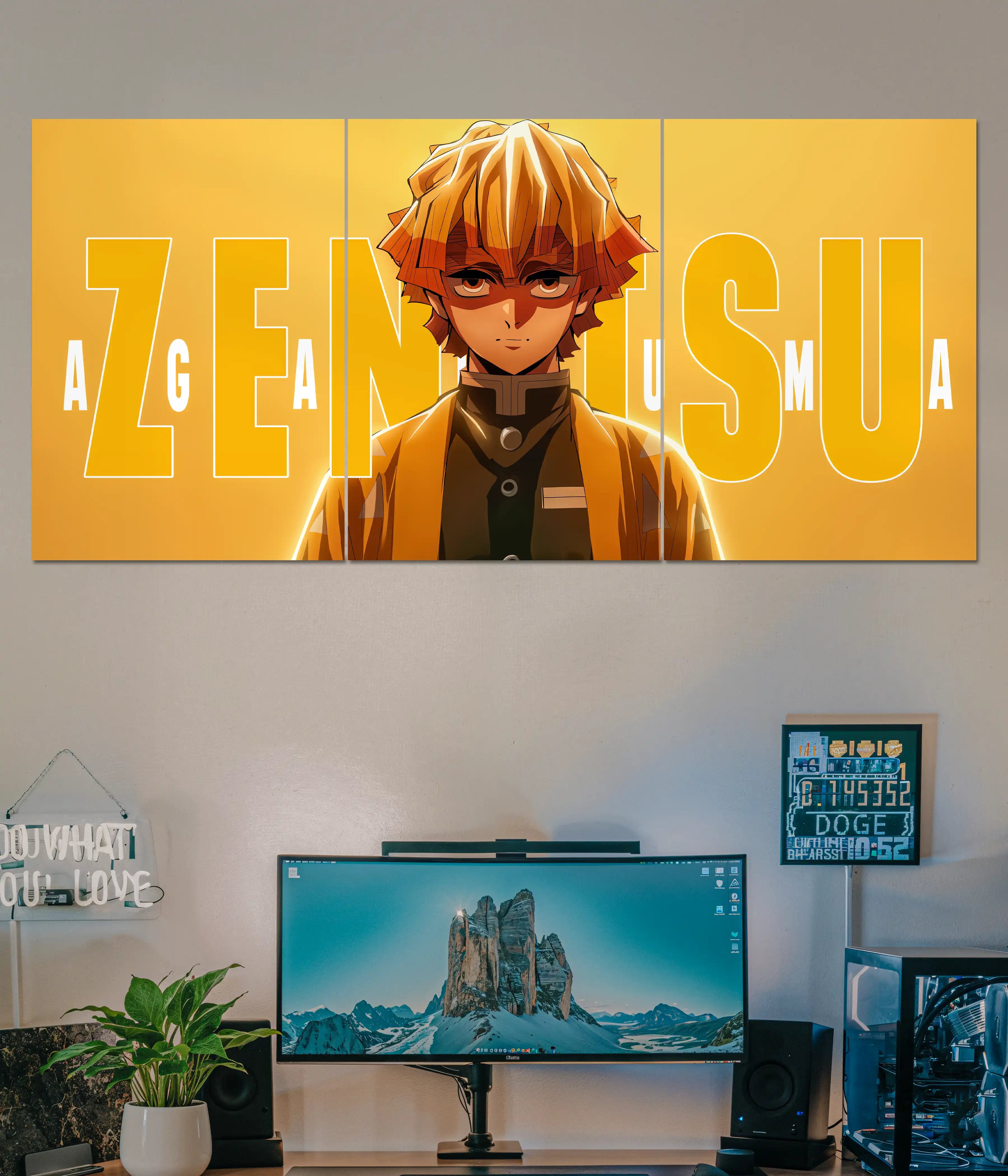 Zenitsu Thunder Breathing Split Poster – Demon Slayer Anime | Everanta